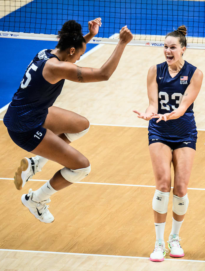 Red-hot USA women beat Poland in five to take sole possession of VNL ...